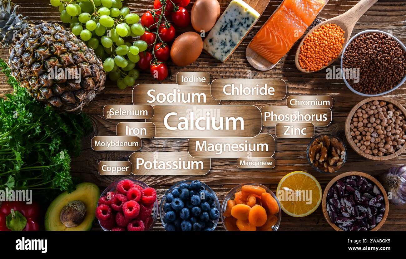 Composition with food products and main minerals essencial for human ...