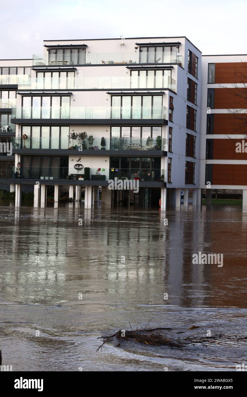 Hereford, Herefordshire, 3 January 2024. Severe flooding as the River ...