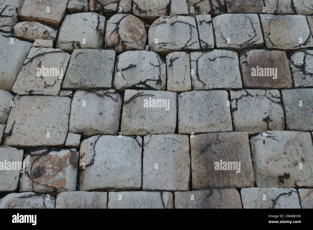 Old wall Old cobblestone with various shapes and sizes of stones ...
