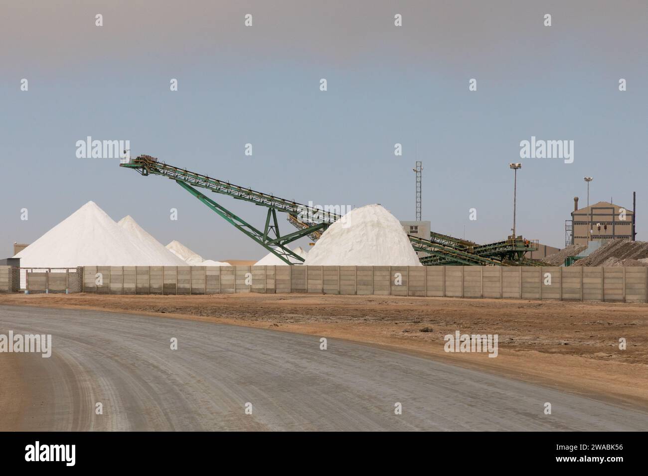 Piles of raw salt near Walvis Bay, Namibia, await export and further ...