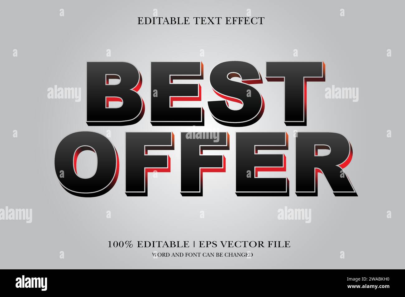Best Offer 3d Text Effect Styles Mockup Concept Black Text Stock Vector