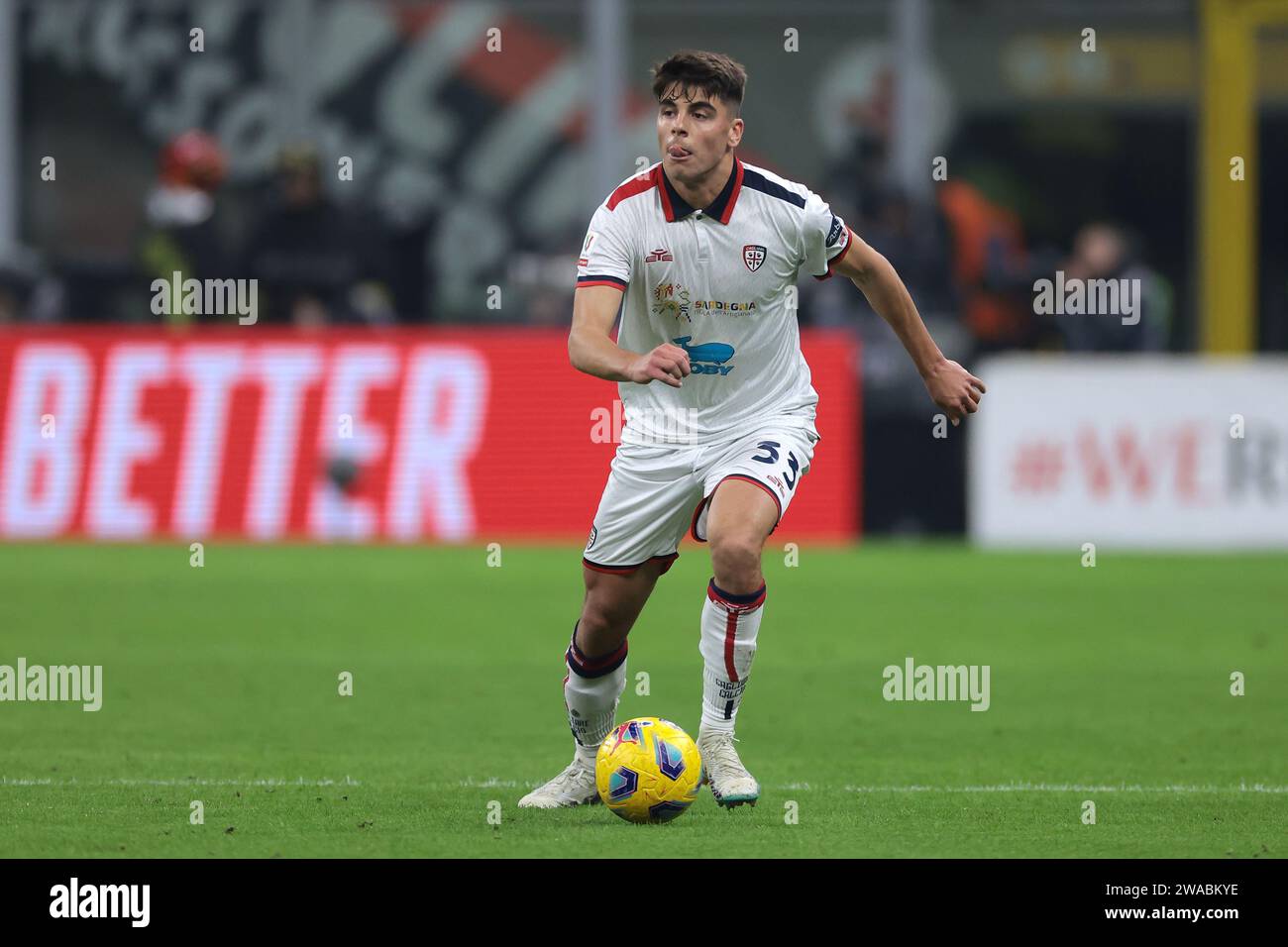 Milan, Italy. 2nd Jan, 2024. Adam Obert of Cagliari during the Coppa ...