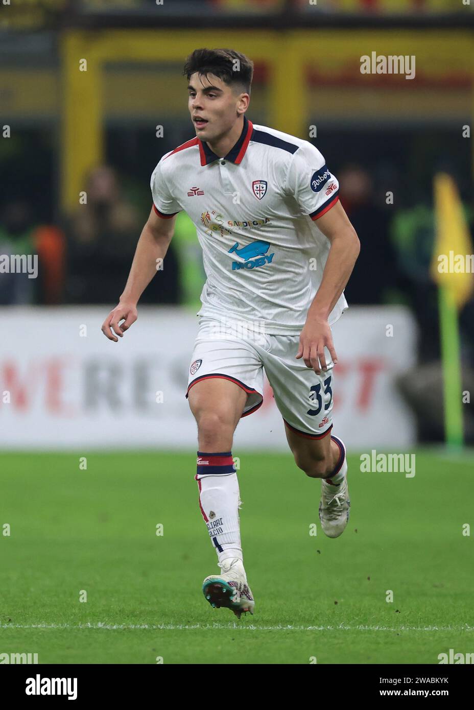 Milan, Italy. 2nd Jan, 2024. Adam Obert of Cagliari during the Coppa ...