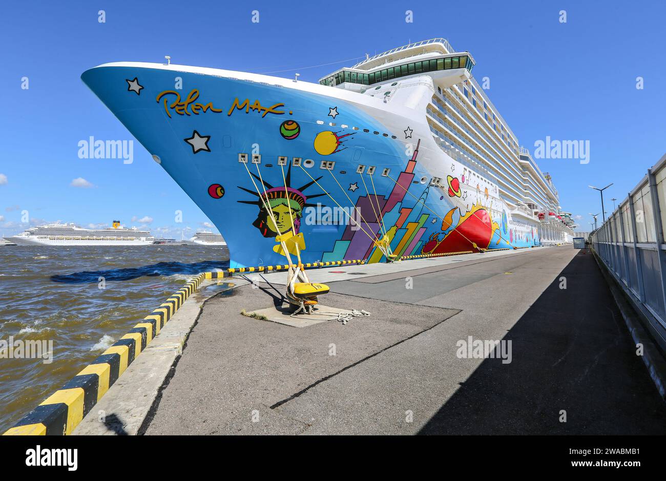Cruise ship Norwegian Breakaway, Norwegian Cruise Line (NCL), colorful ...