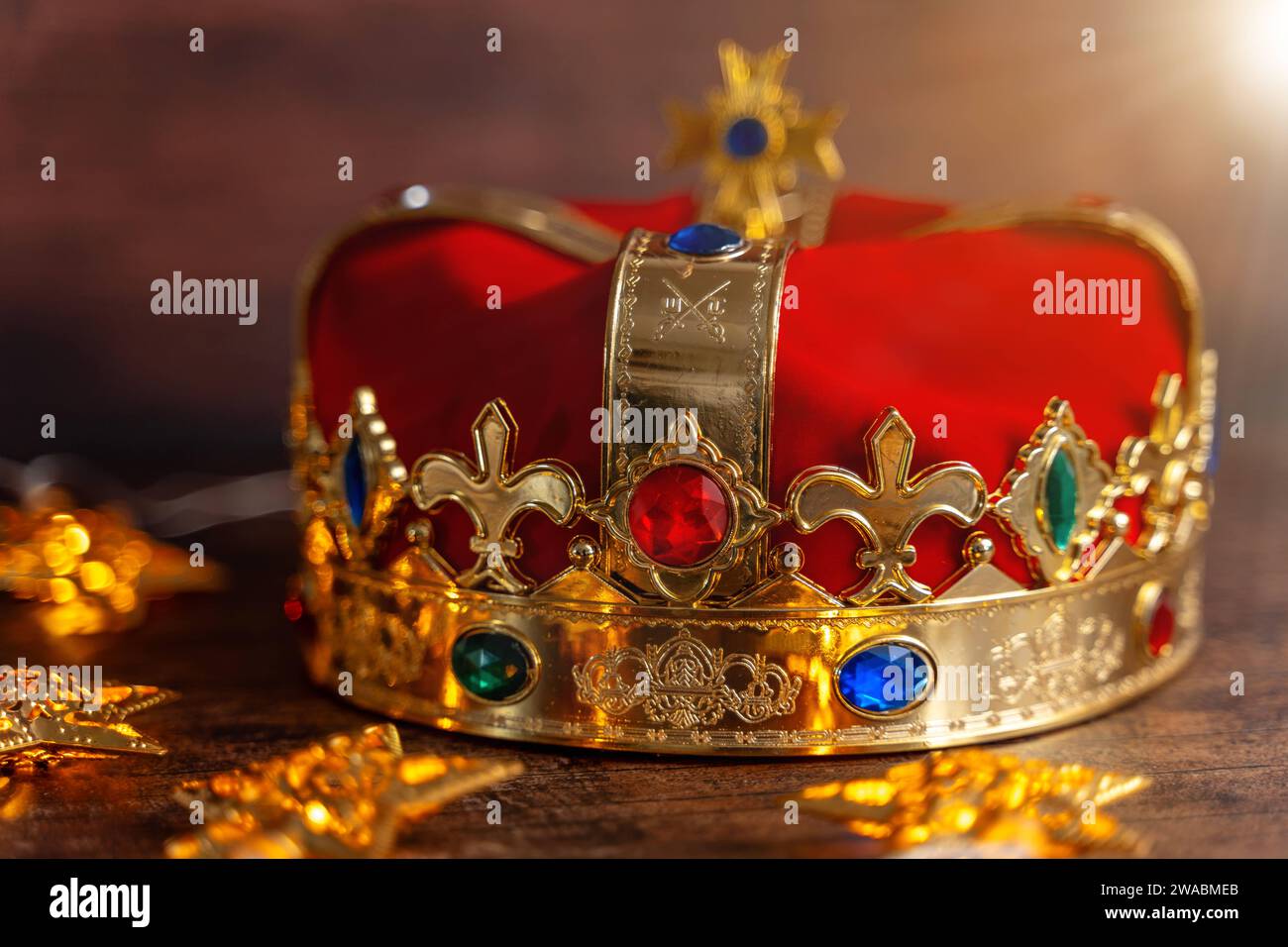 3 January 2024: Elegant crown with golden stars, symbolic image ...