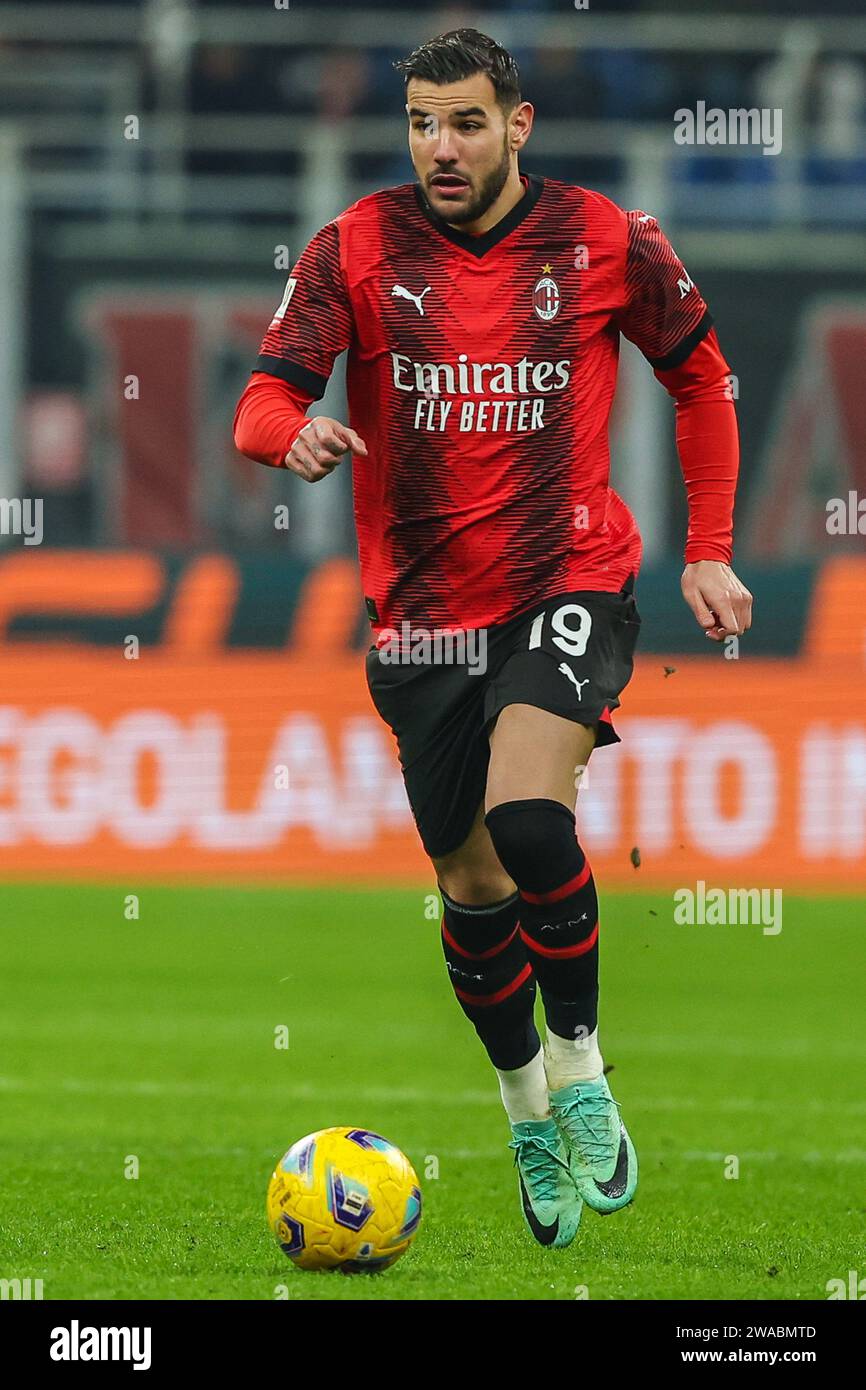 Milan, Italy. 02nd Jan, 2024. Theo Hernandez of AC Milan seen in action ...