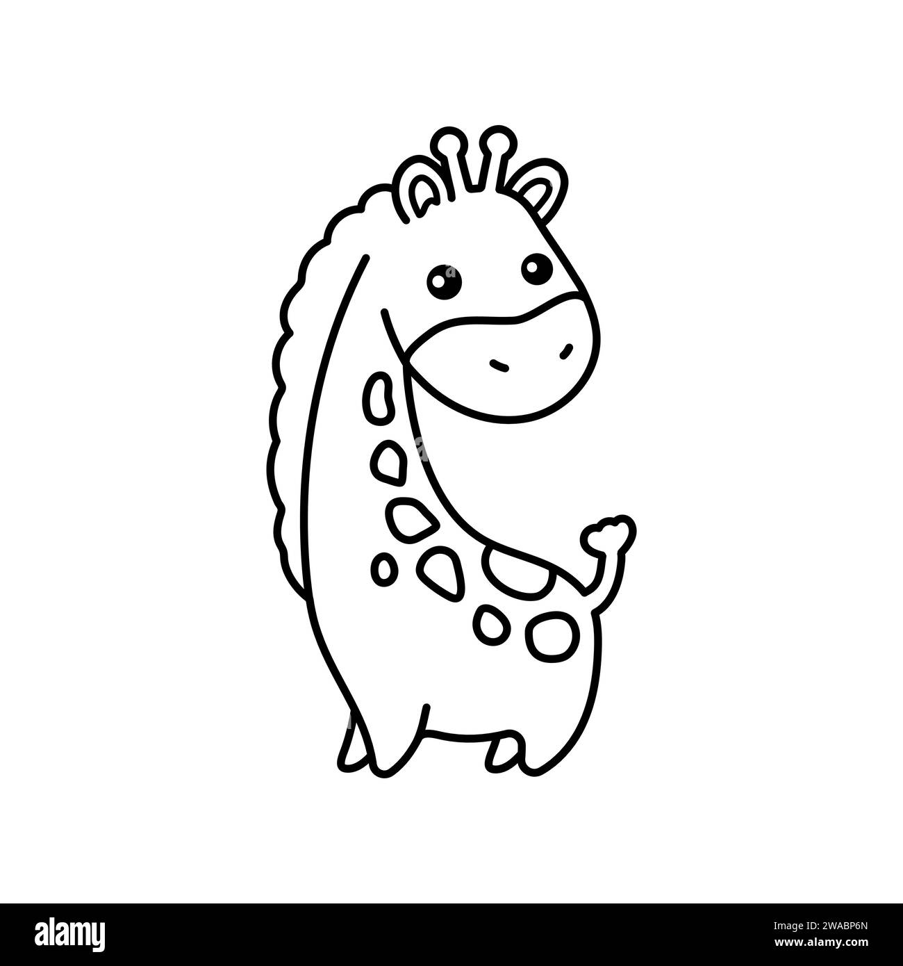 Giraffe color element. Hand drawn animals. Cartoon characters set ...