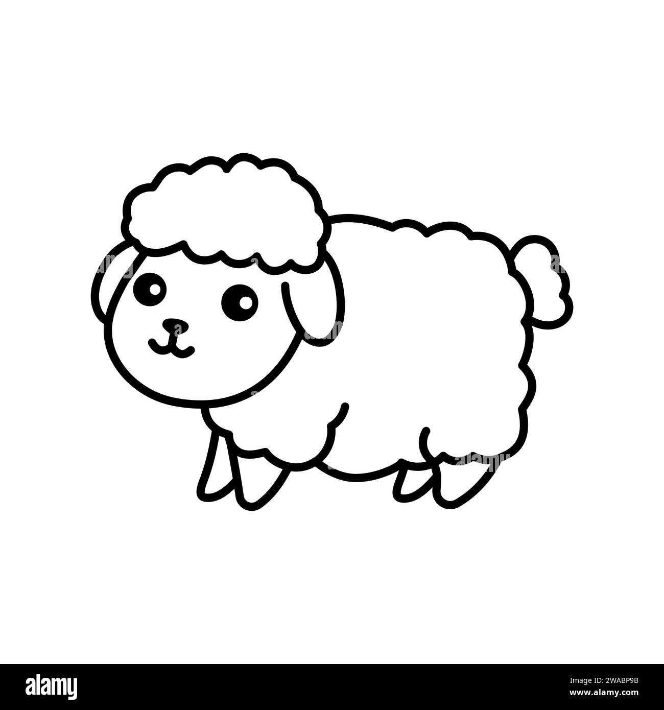 Sheep color element. Hand drawn animals. Cartoon characters set ...