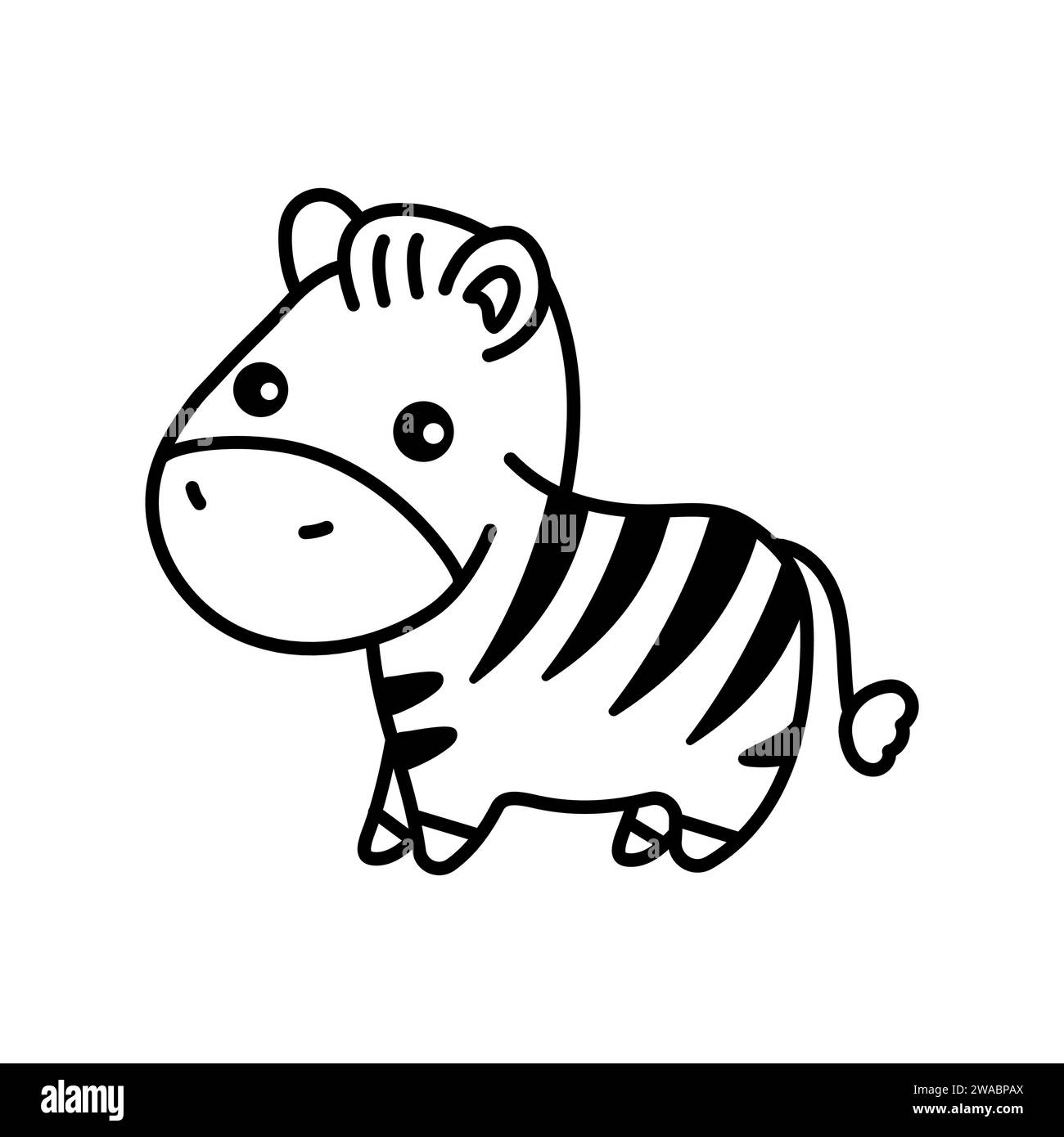 Zebra color element. Hand drawn animals. Cartoon characters set ...
