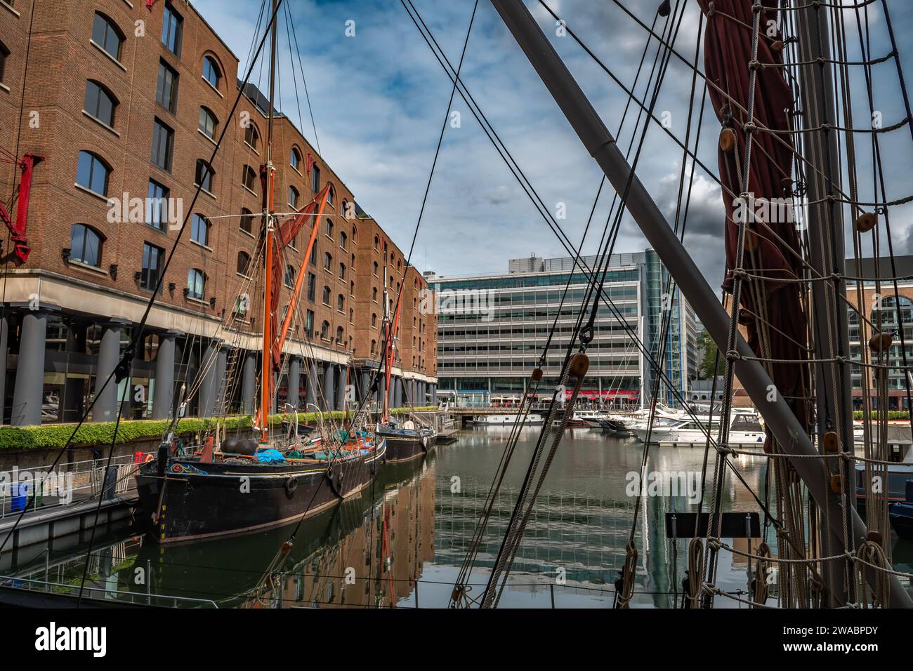 Boats And Ships In St Katharine Docks With Office Buildings And ...