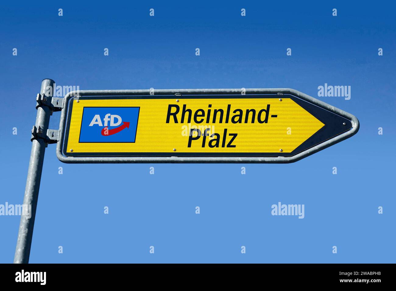 Wegweiser mit AfD-Logo und Bundesland Rheinland-Pfalz Wegweiser mit AfD ...
