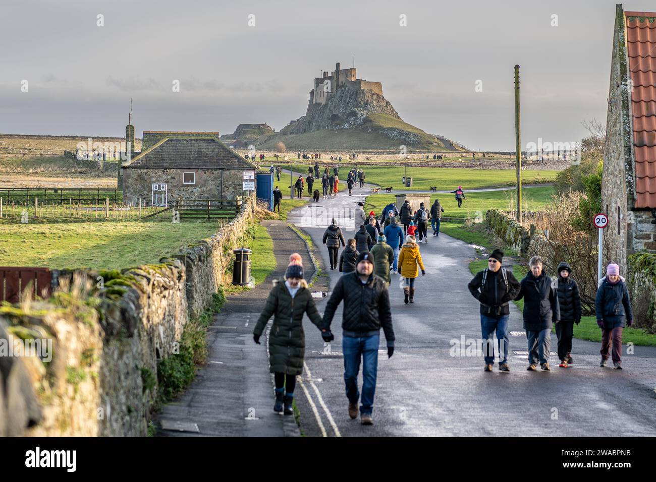 Lindisfarne holy island castle hi-res stock photography and images - Alamy