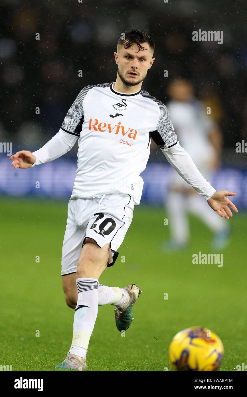 Swansea, UK. 01st Jan, 2024. Liam Cullen of Swansea City in action. EFL ...