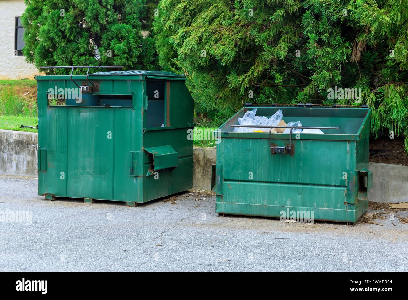 Metal containers used during house for storing household waste Stock ...