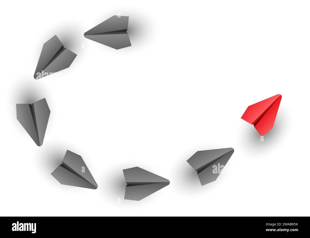 Individual red leader paper plane lead other. Business and leadership ...