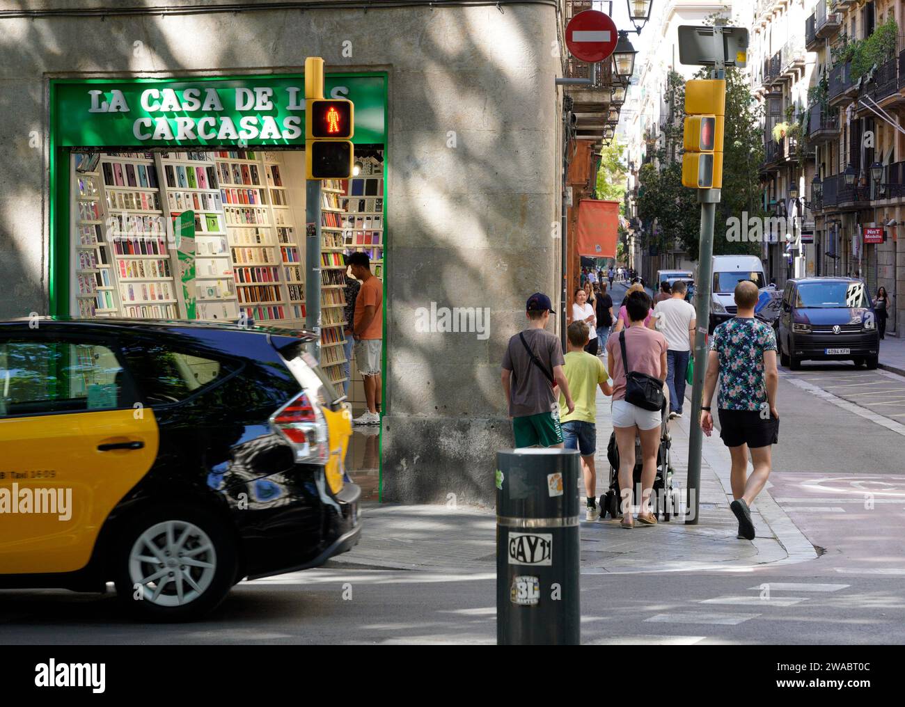Barcelona, Spain - May 26, 2022: Large family walk together through a ...