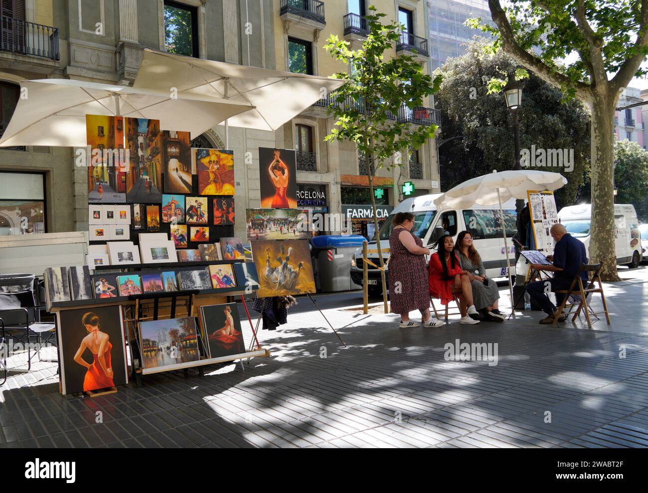 Barcelona, Spain - May 26, 2022: Caricatures in the street, memory of a ...