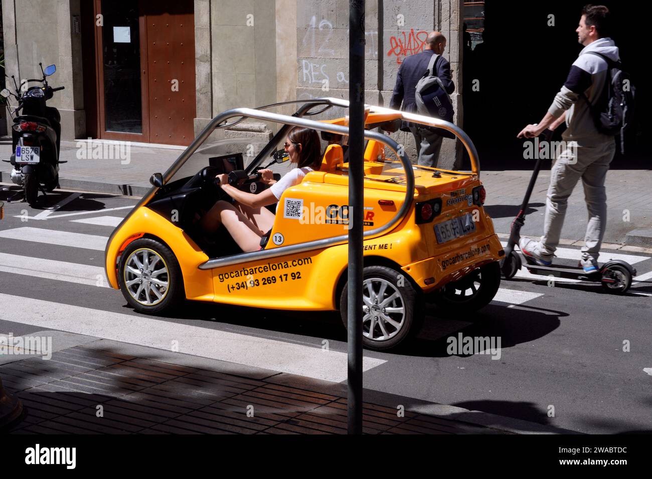 Barcelona, Spain - May 26, 2022: Two-seater electric car with quick ...