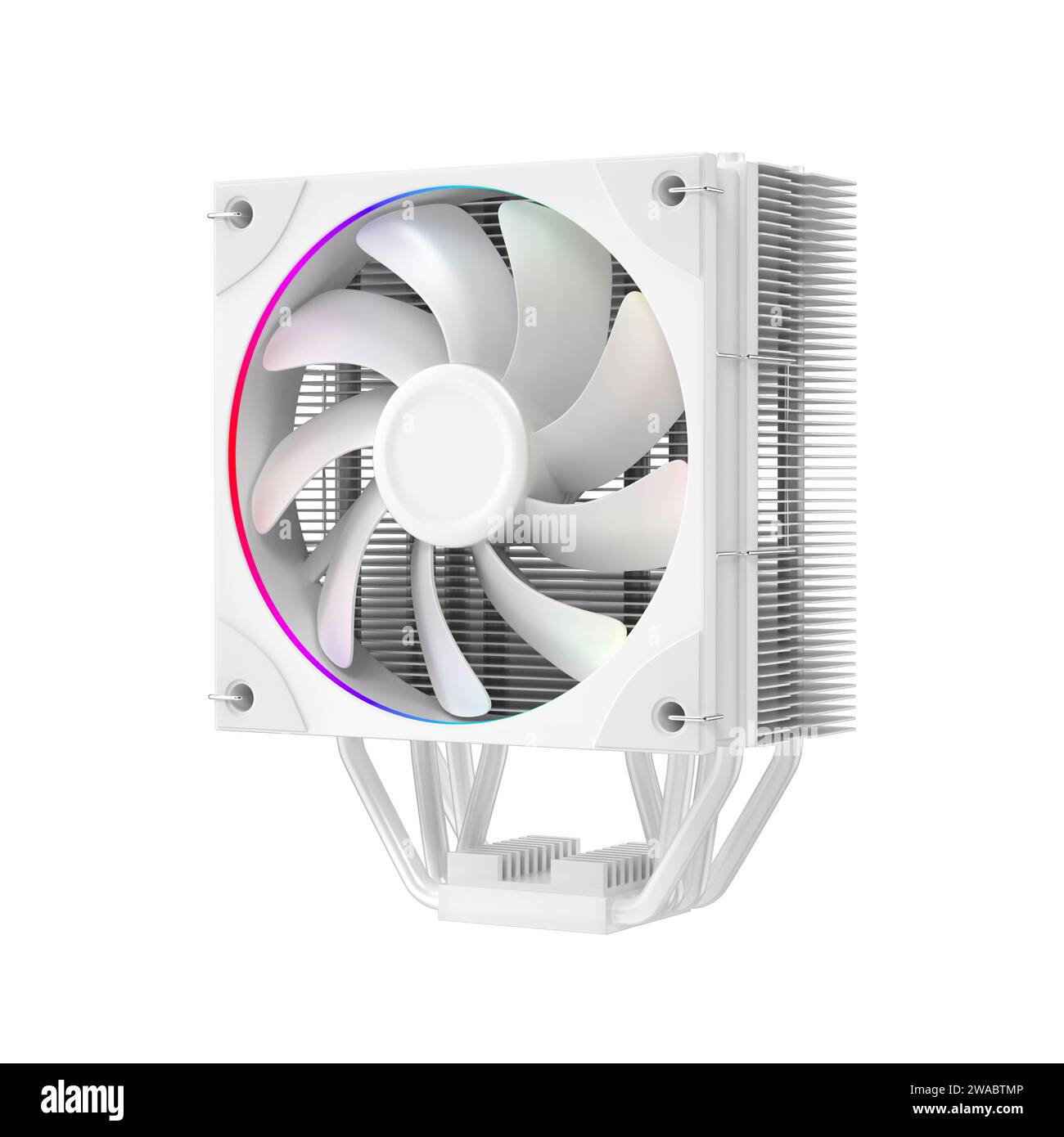 White computer processor cooler on a white background Stock Photo - Alamy