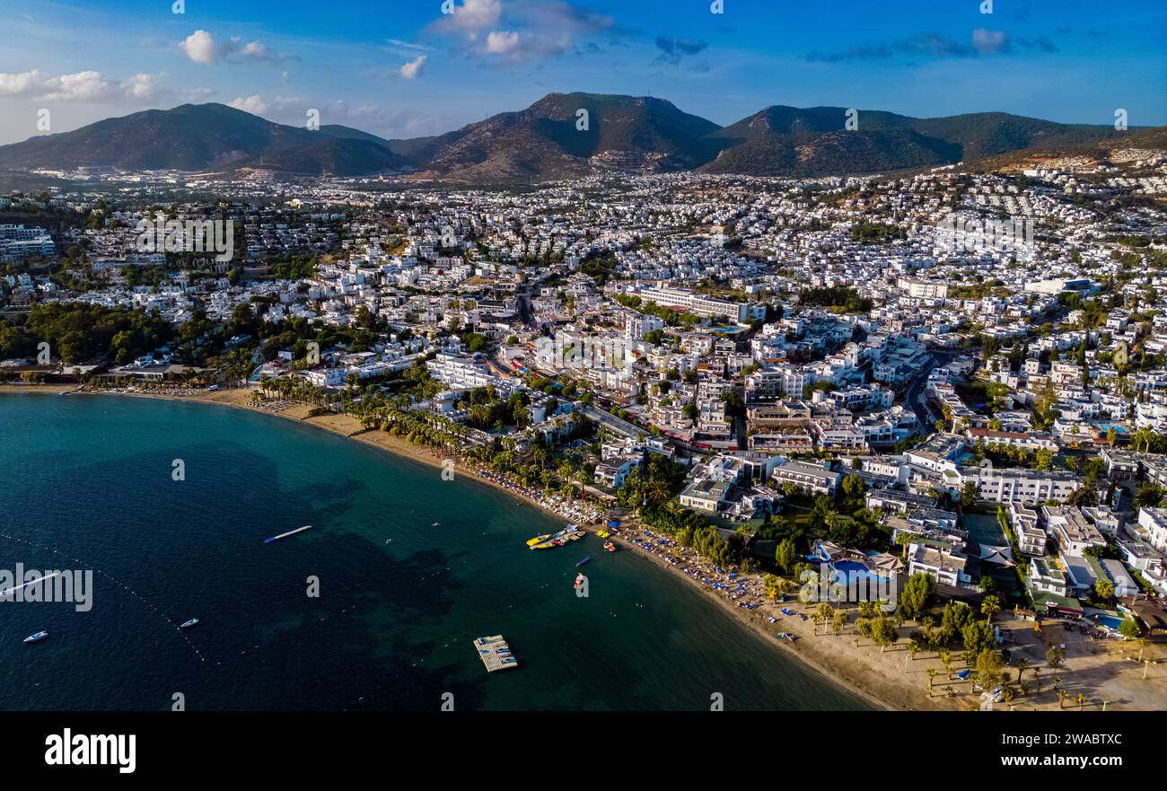 Aerial view of Gumbet, a neighbourhood of Bodrum in Mugla Province ...