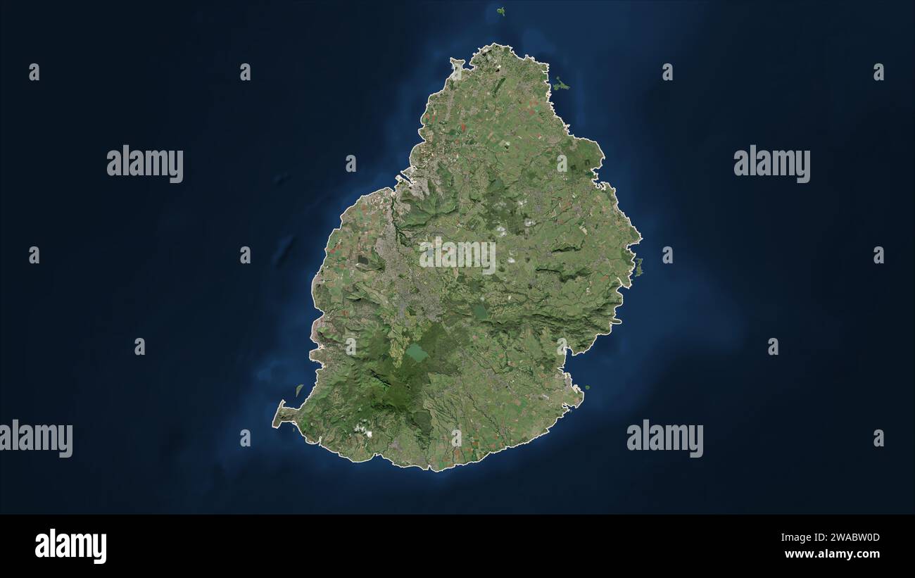 Mauritius outlined on a low resolution satellite map Stock Photo - Alamy