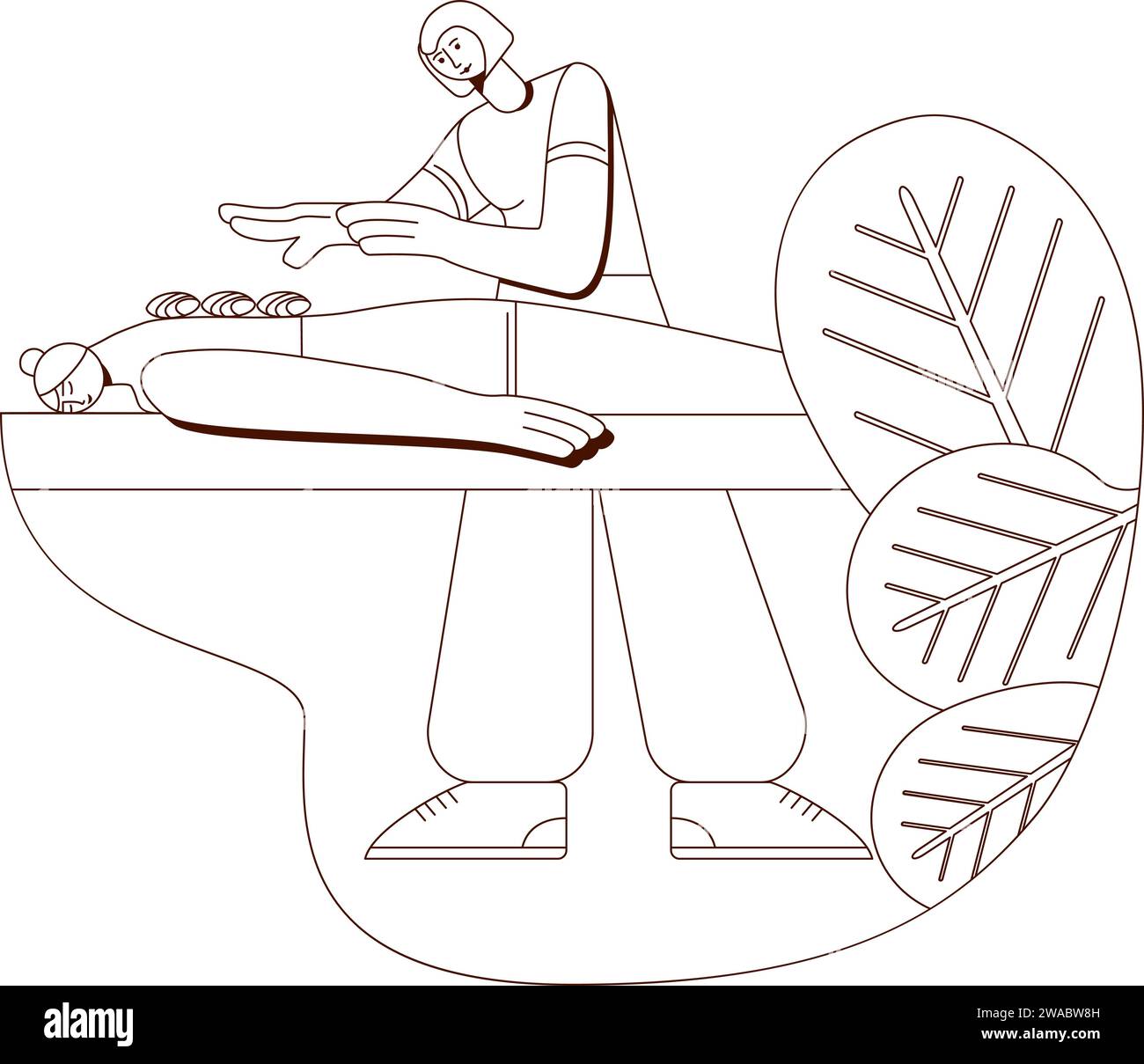 Treatment and therapy with hot stones in SPA with professional massage ...