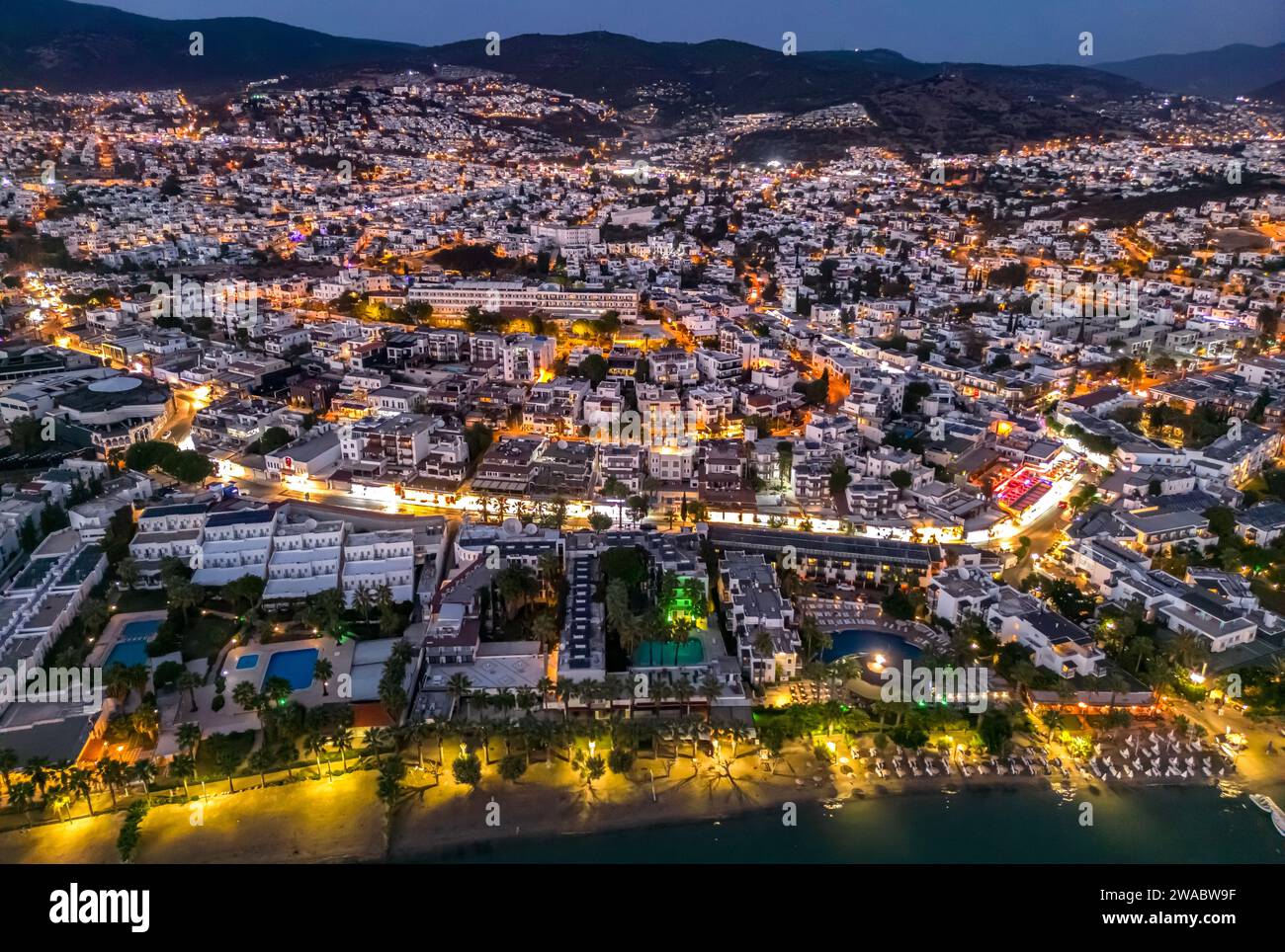 Aerial view of Gumbet, a neighbourhood of Bodrum in Mugla Province ...