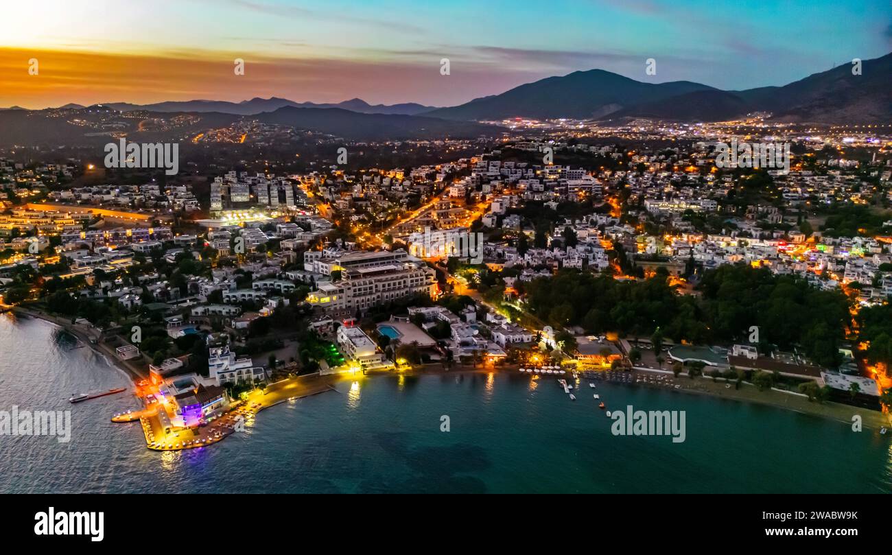 Aerial view of Gumbet, a neighbourhood of Bodrum in Mugla Province ...