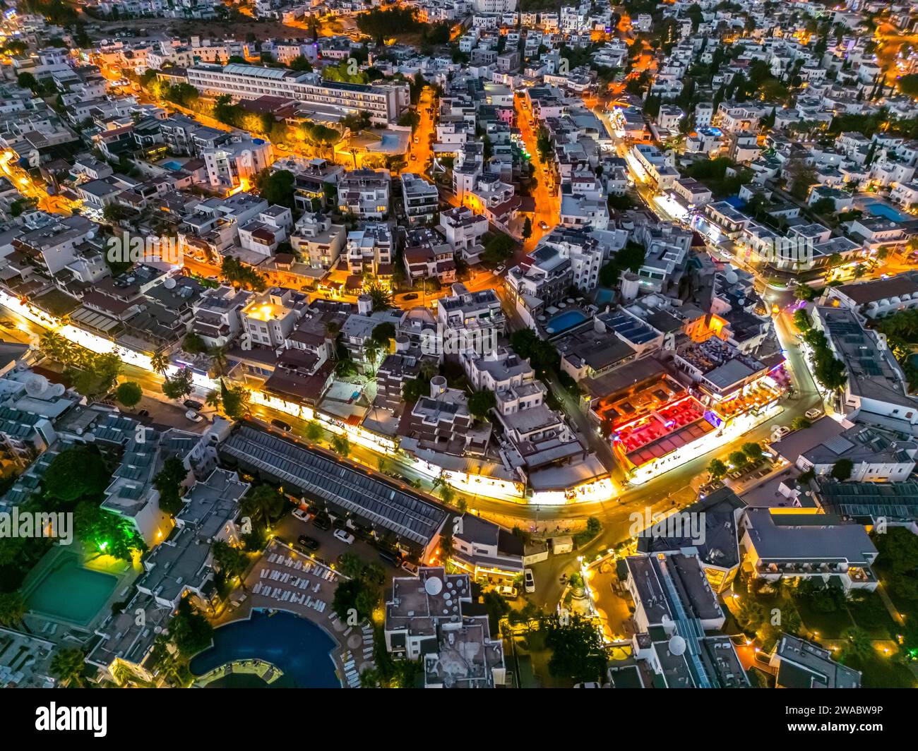 Aerial view of Gumbet, a neighbourhood of Bodrum in Mugla Province ...