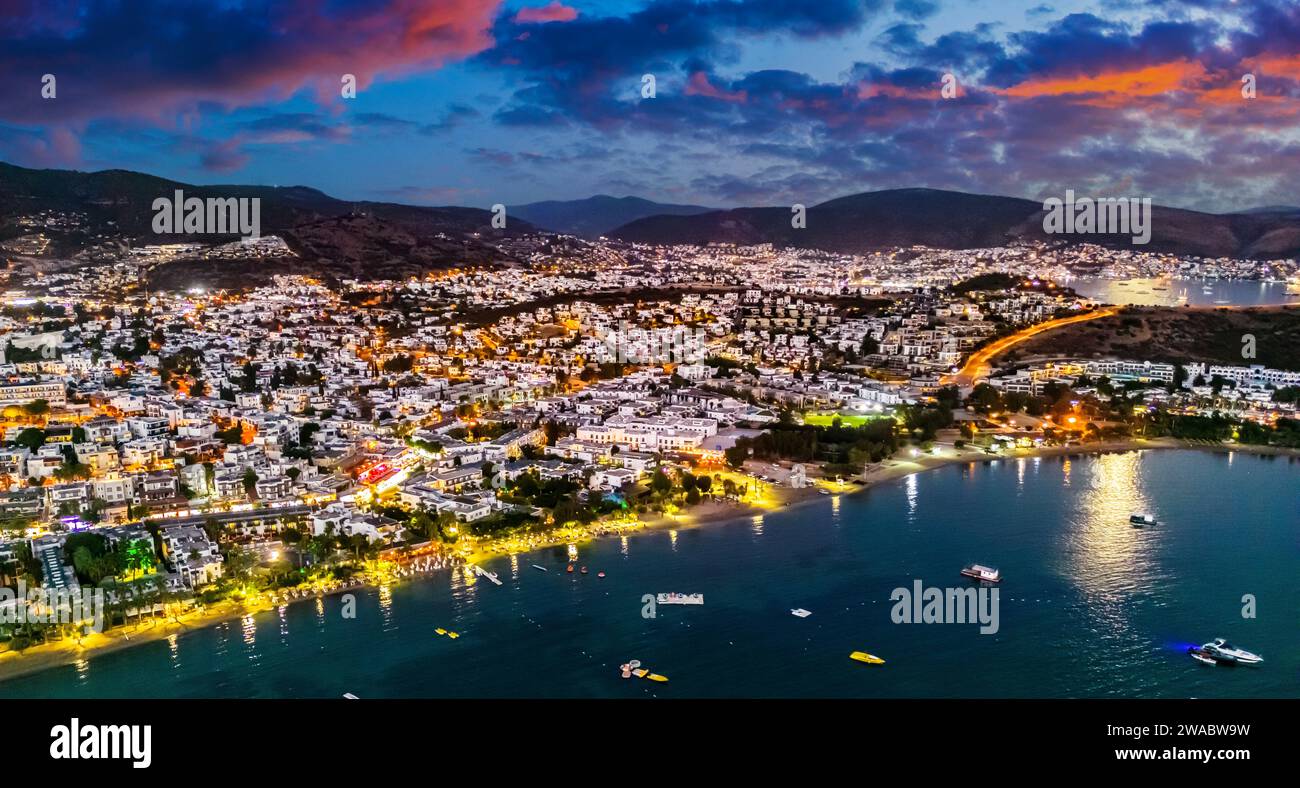 Aerial view of Gumbet, a neighbourhood of Bodrum in Mugla Province ...