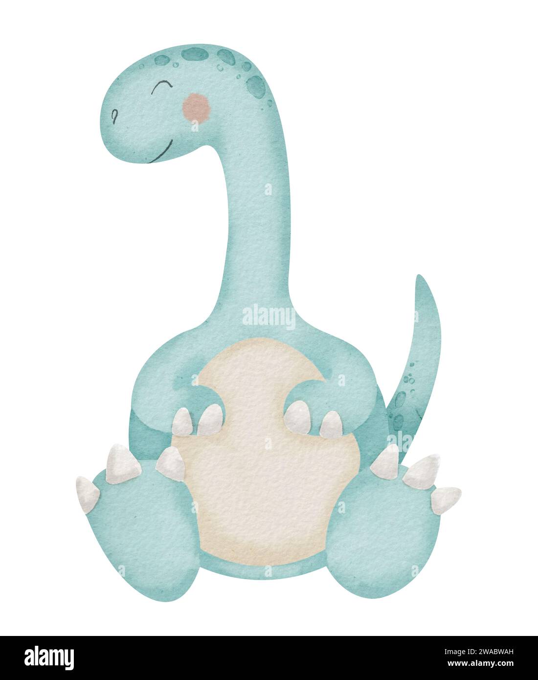 Dinosaur Diplodocus Watercolor illustration. Hand drawn clip art of ...