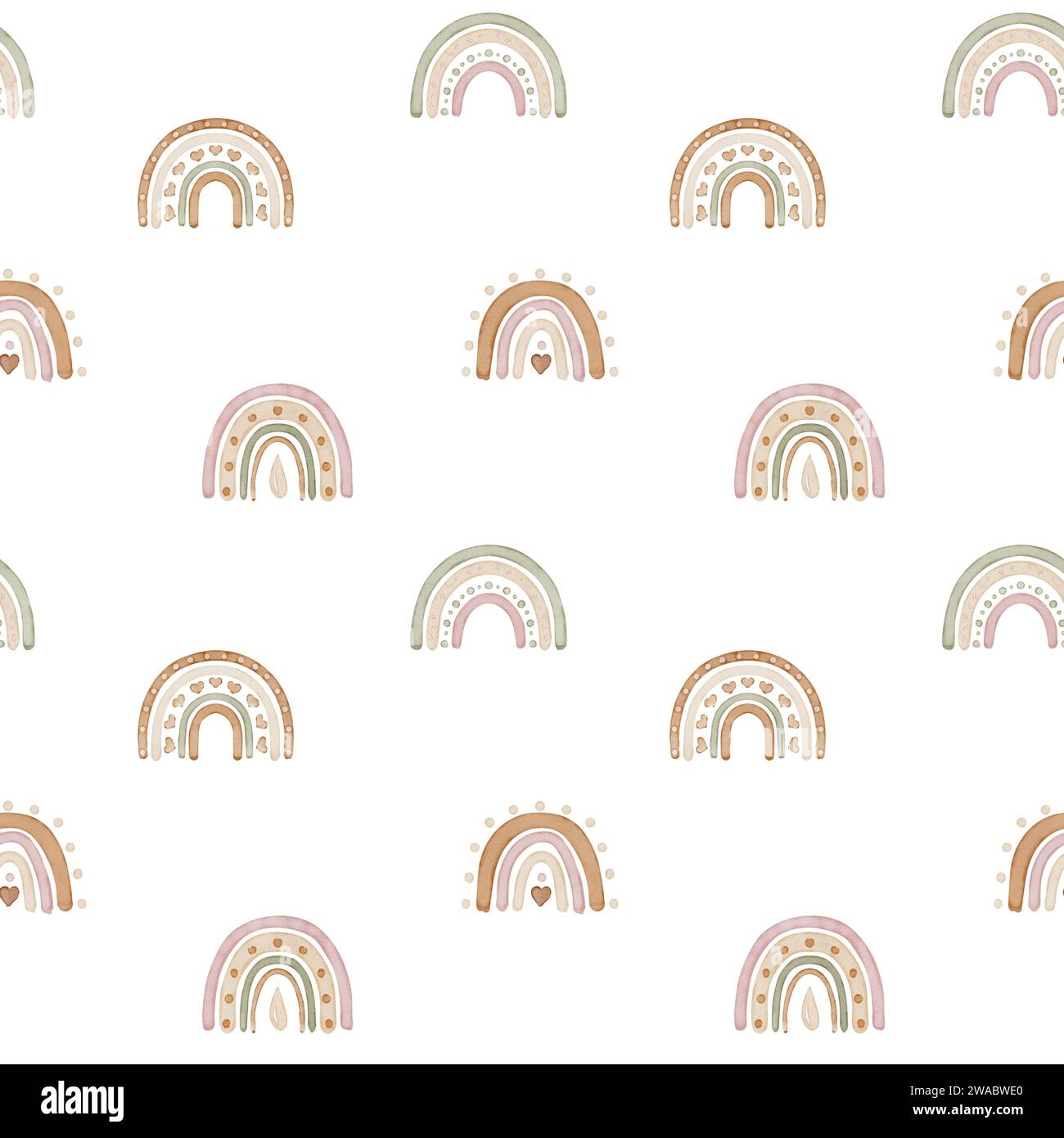 Boho Rainbow watercolor seamless Pattern. Illustration for Baby ...
