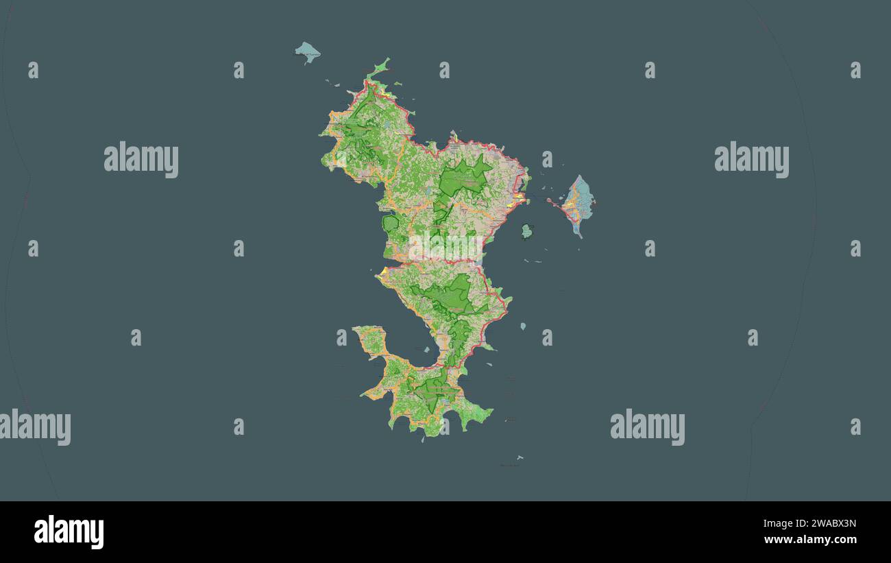 Mayotte highlighted on a topographic, OSM France style map Stock Photo ...