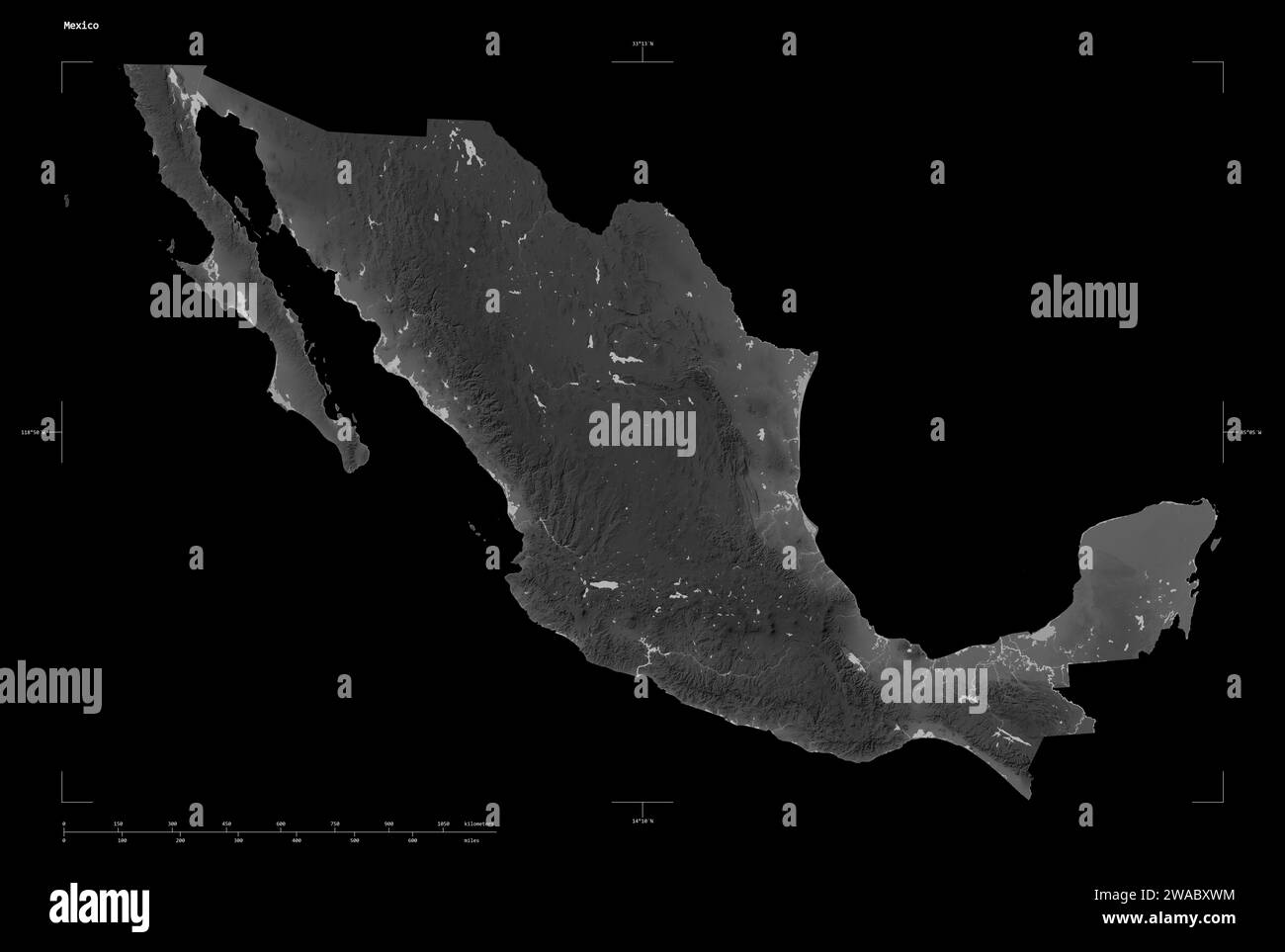 Map mexico elevation hi-res stock photography and images - Alamy