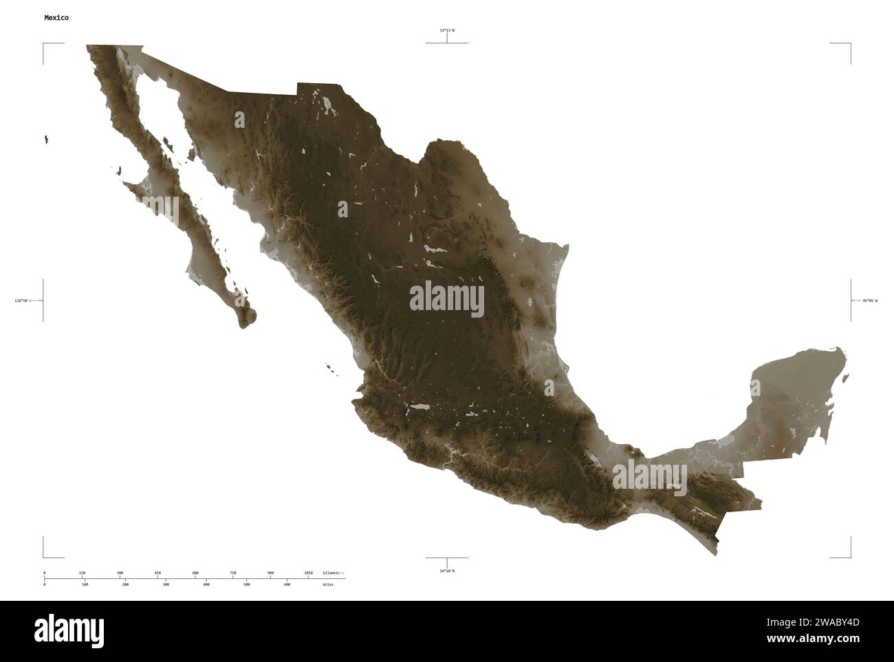 Shape of a elevation map colored in sepia tones with lakes and rivers ...