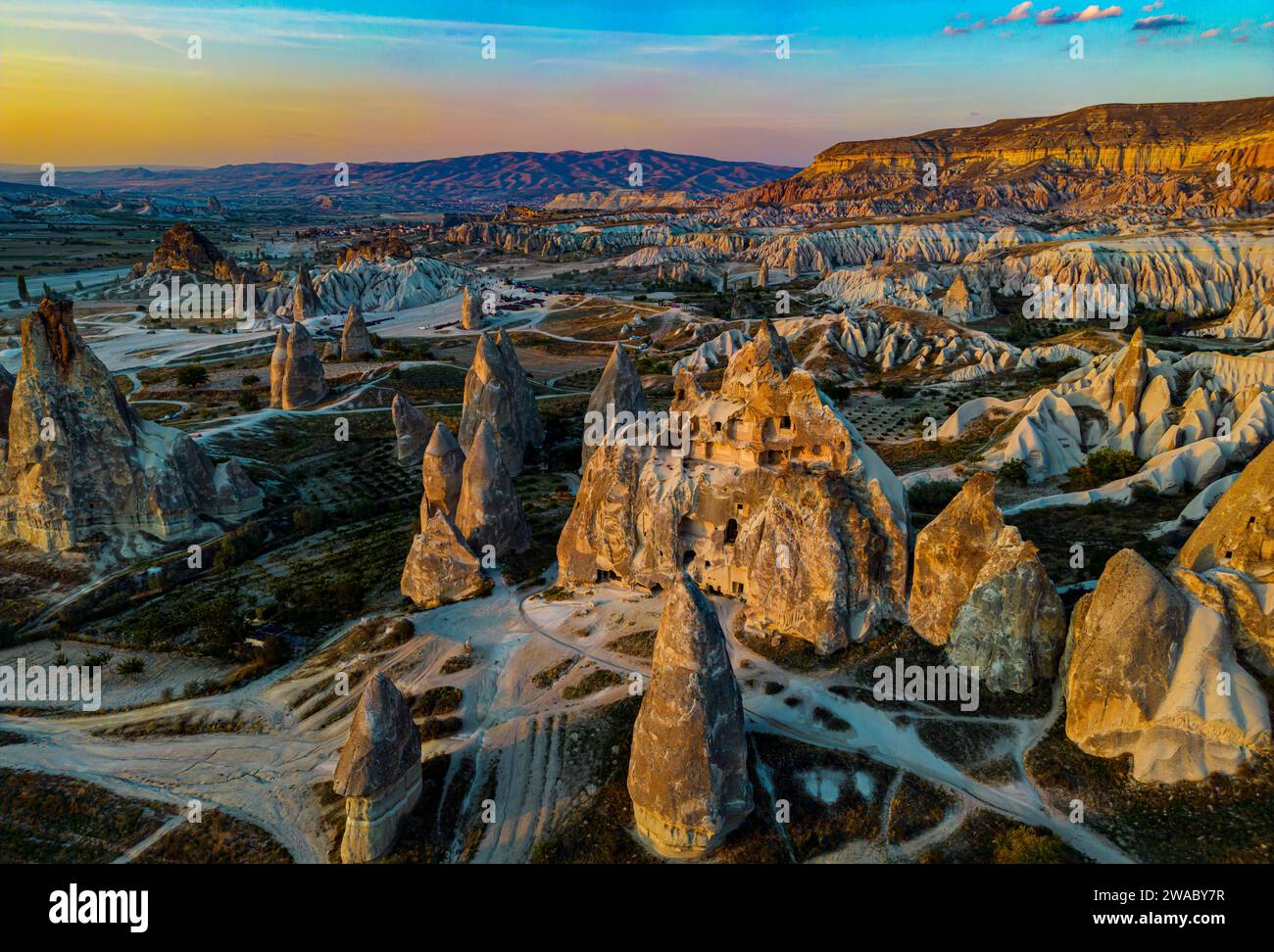 Aerial view of Goreme Historical National Park, Cappadocia, Turkey ...