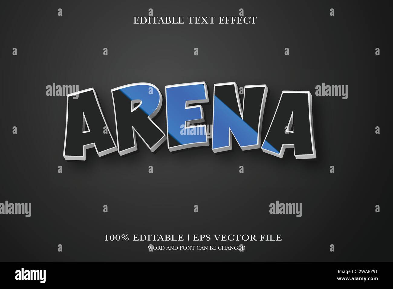 Arena 3d text effect styles mockup concept Black text Stock Vector ...