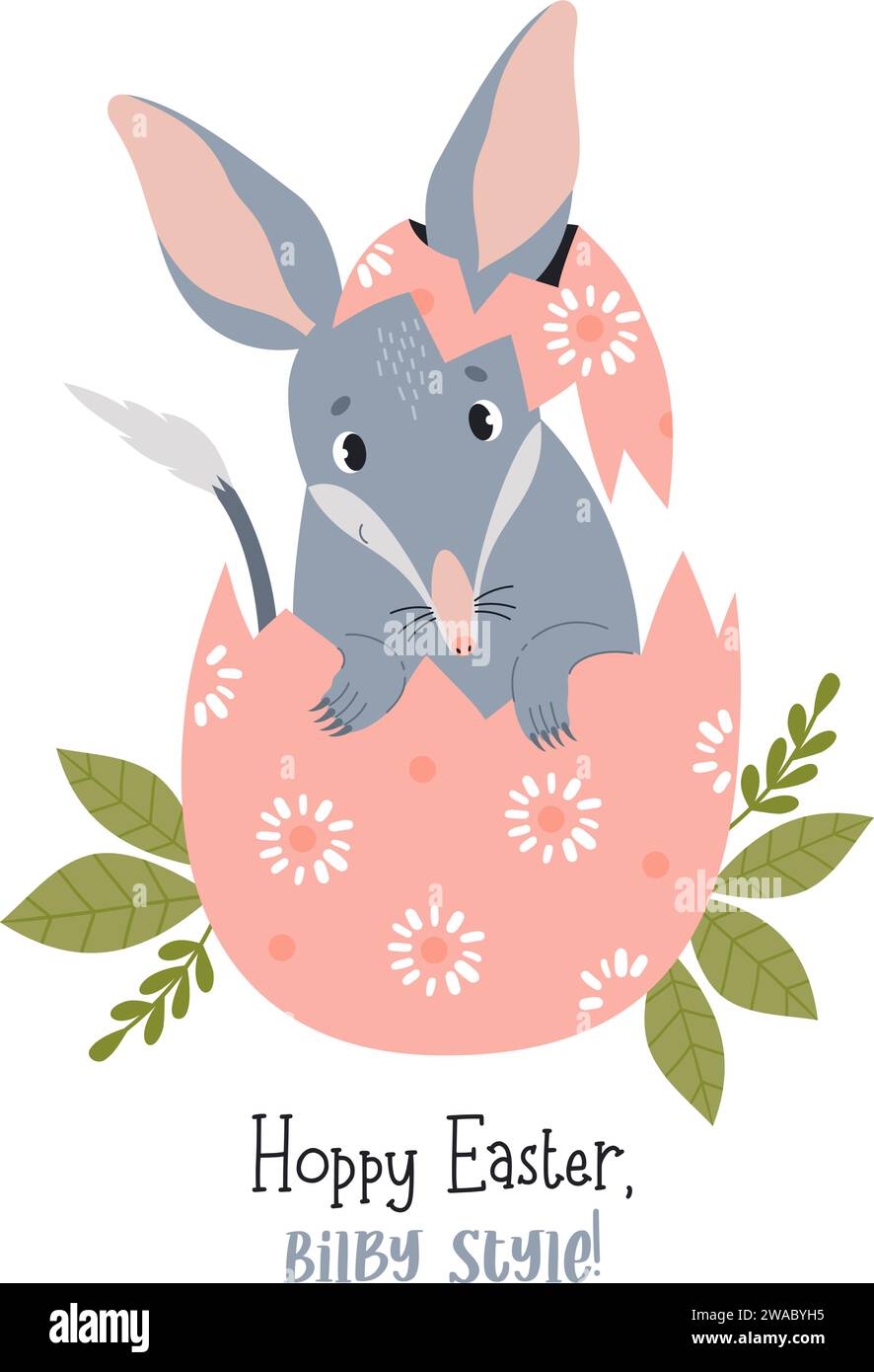 Cute Easter bilby in egg. Australian animal is wild mammal. Easter ...