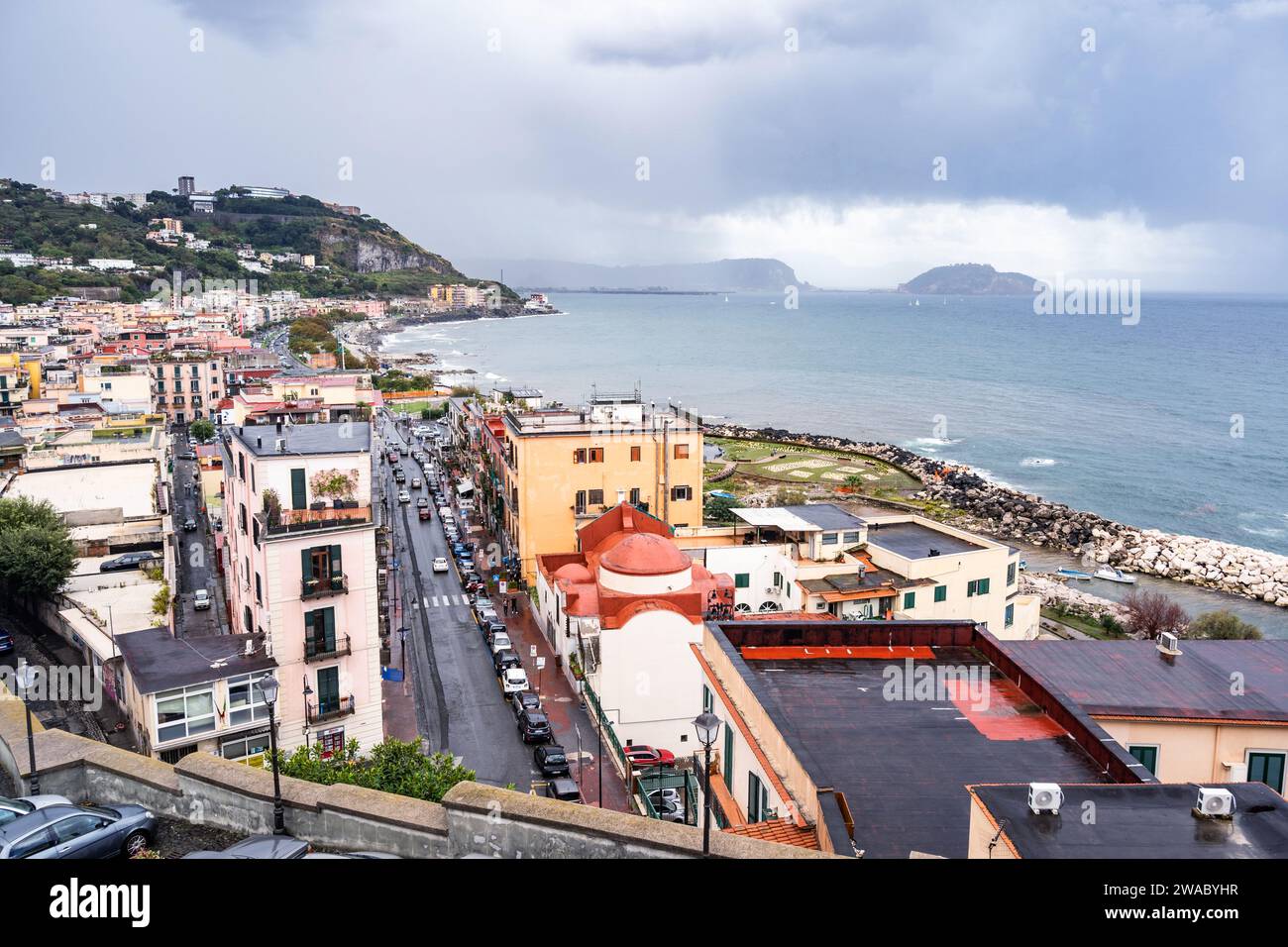 Bay of Pozzuoli and the Nisida Island, viewed from the seafront Stock ...