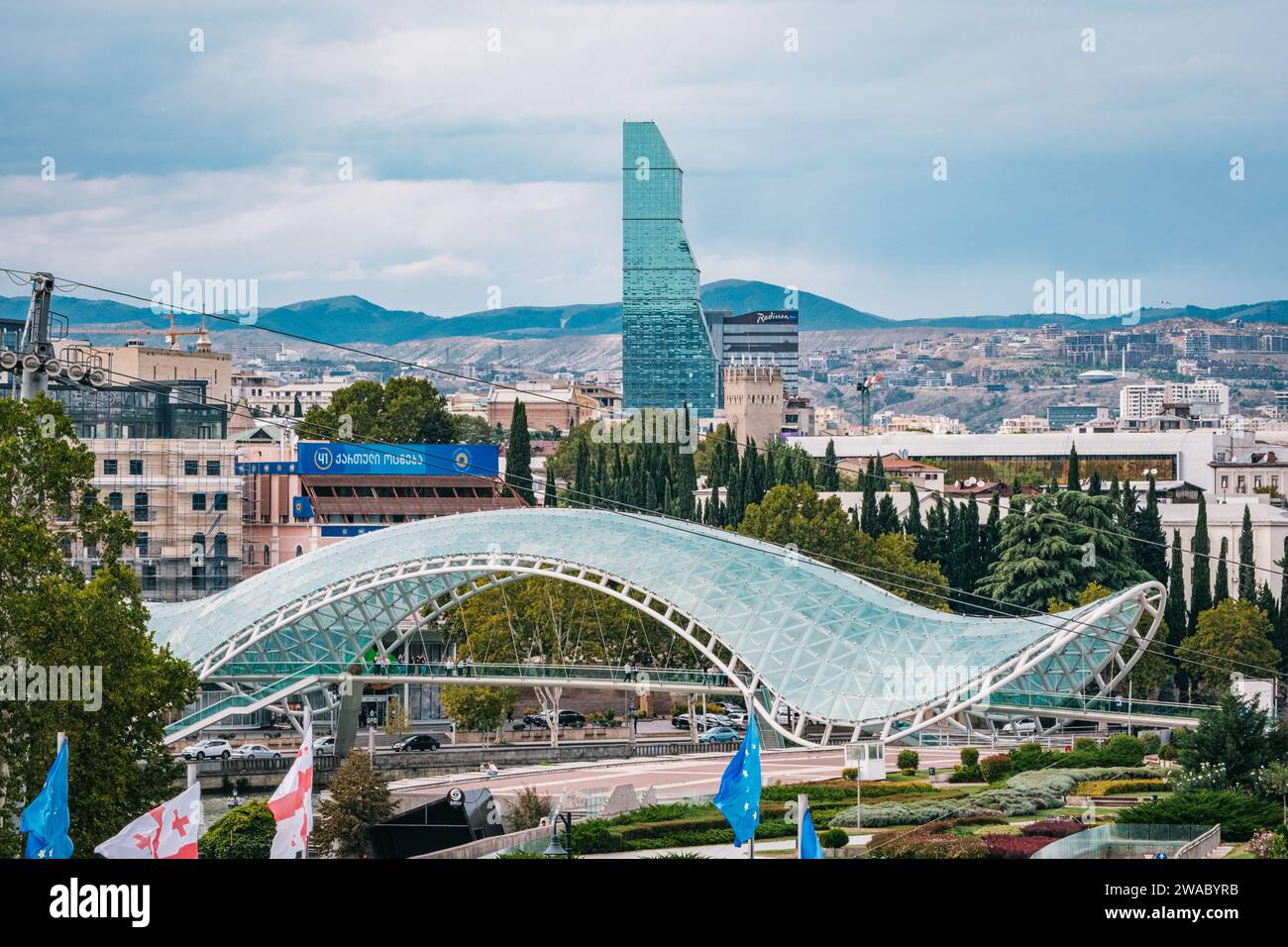 View on the Bridge of Peace and the Biltmore hotel skyscraper in ...