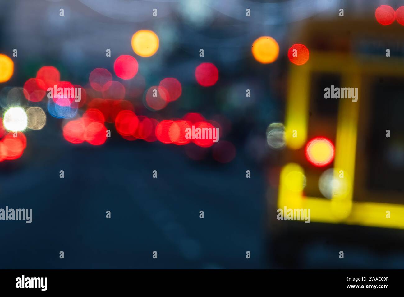 Traffic Light Abstract with school bus Stock Photo - Alamy