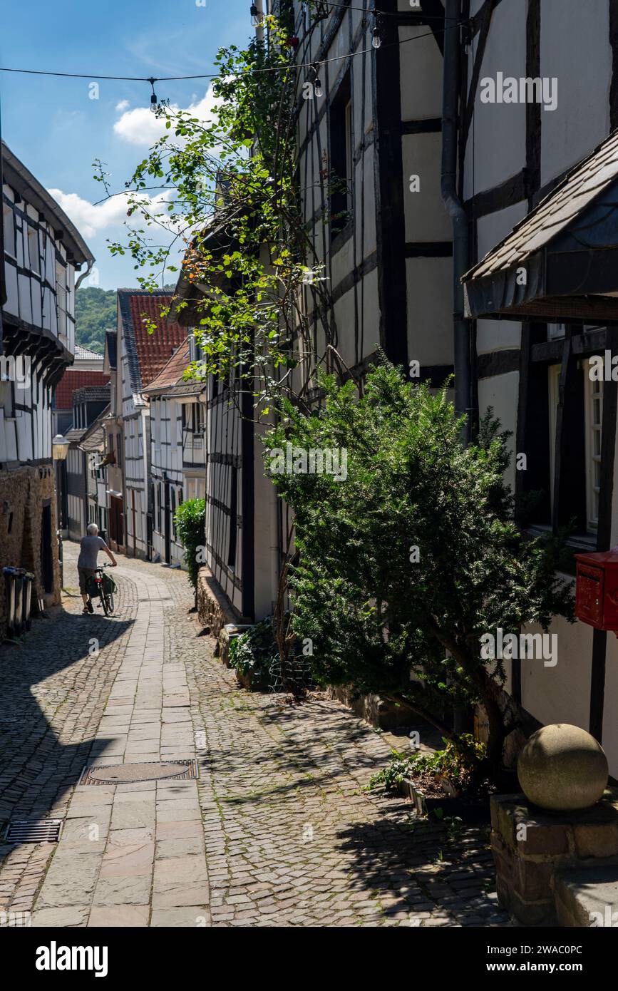 The old town centre of Essen-Kettwig, Ruhrstrasse, Essen NRW, Germany ...