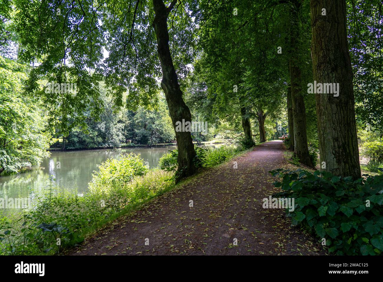 The castle park in Moers, on the Lower Rhine, NRW, Germany Stock Photo ...
