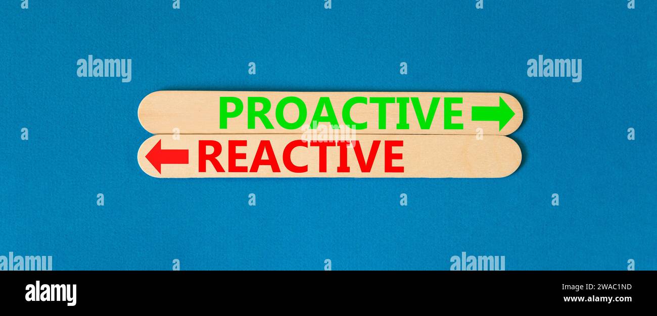 Proactive And Reactive Symbol Concept Word Proactive Reactive On Beautiful Wooden Stick