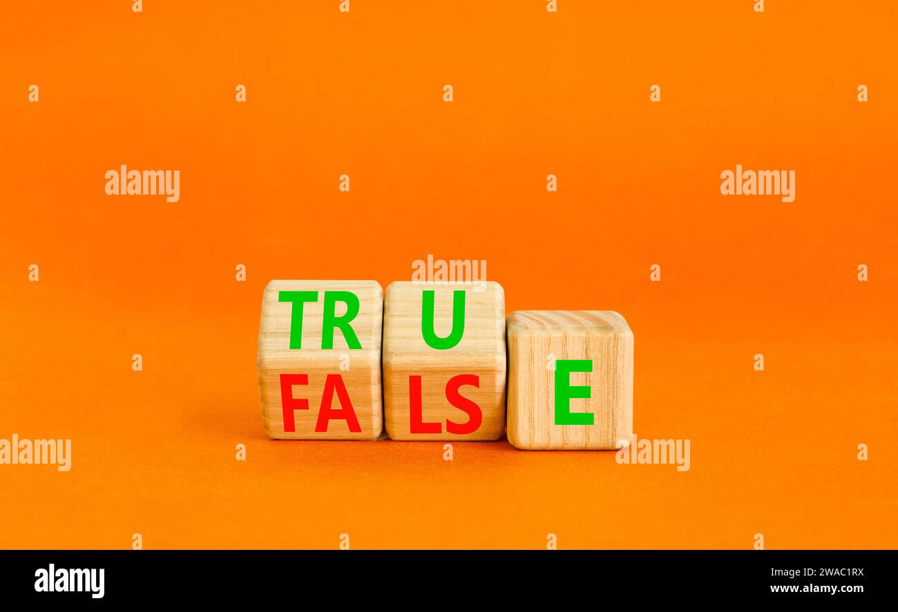 False or true symbol. Turned wooden cubes and changed the word false to ...
