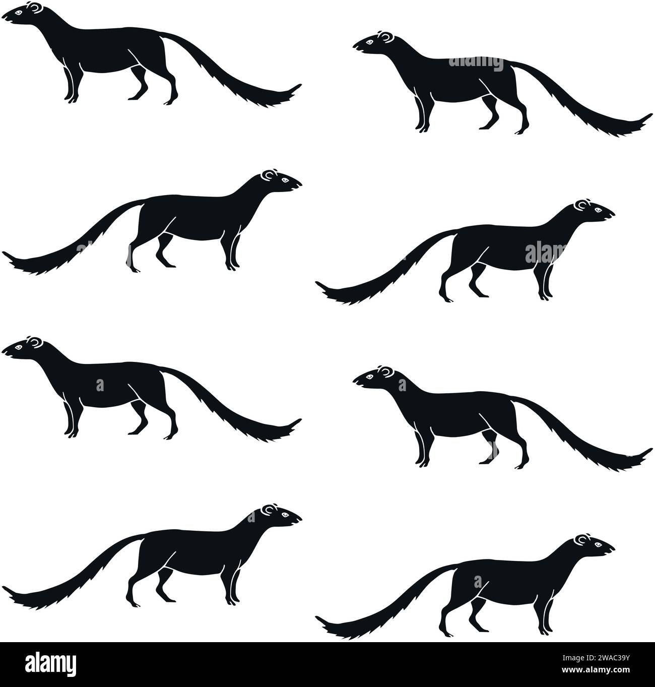 Vector seamless pattern of hand drawn doodle sketch mongoose isolated ...
