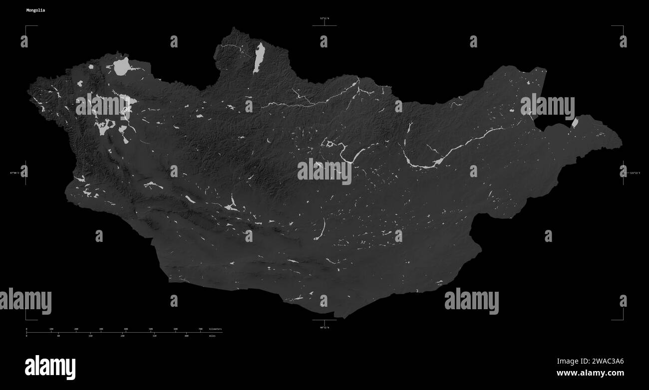 Shape of a Grayscale elevation map with lakes and rivers of the ...