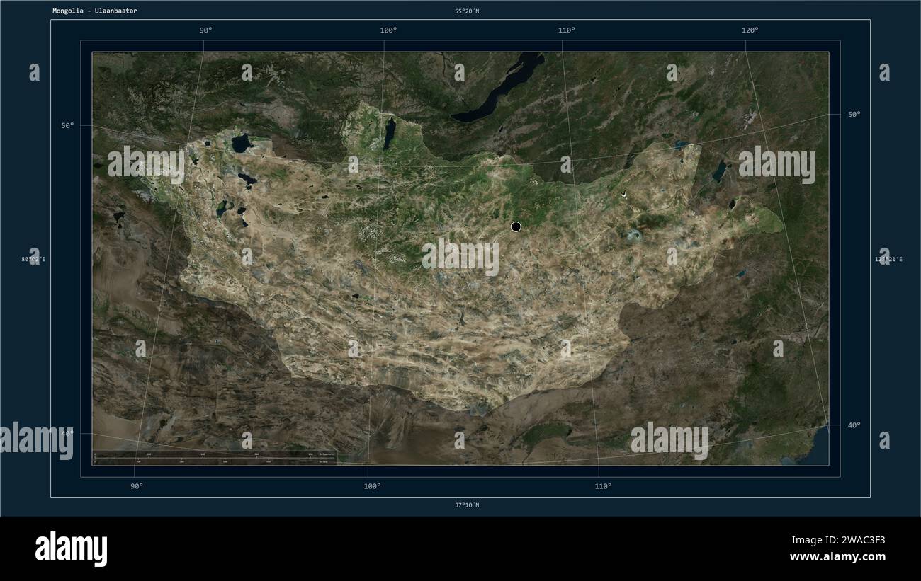 Mongolia highlighted on a high resolution satellite map map with the ...