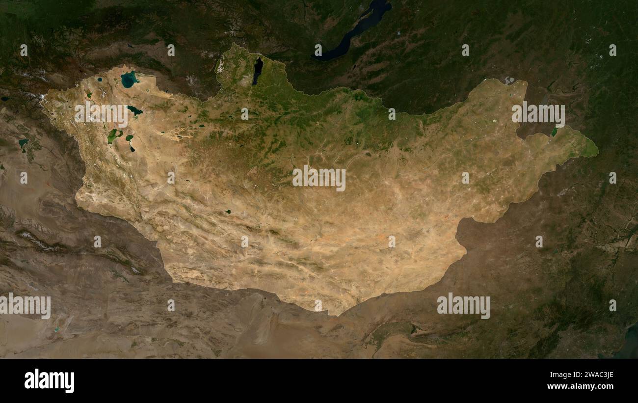 Mongolia highlighted on a low resolution satellite map Stock Photo - Alamy