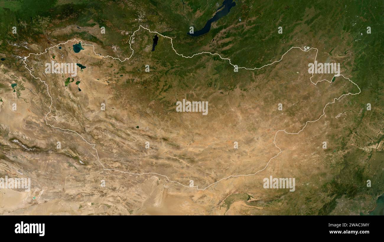 Mongolia outlined on a low resolution satellite map Stock Photo - Alamy